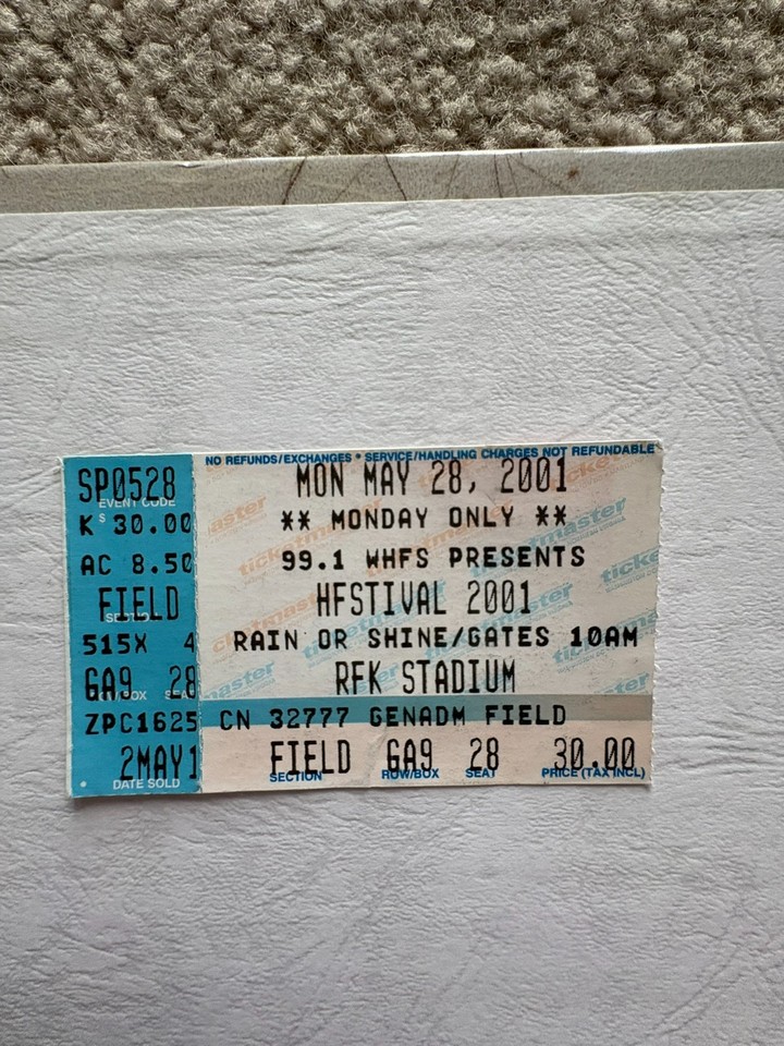 2001 HFStival Ticket Stubs And Program May 27 & 28 2001 RFK Stadium | eBay