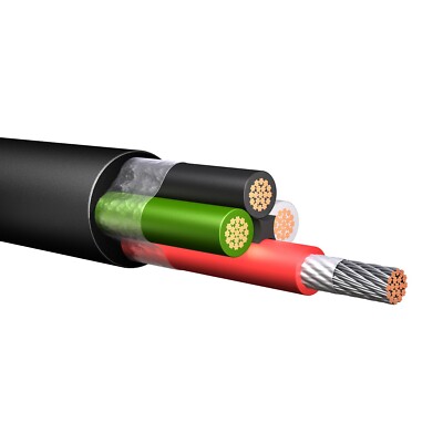 10 AWG 4 Conductor Type P Unarmored Power Cable Black 600V/1000V | eBay