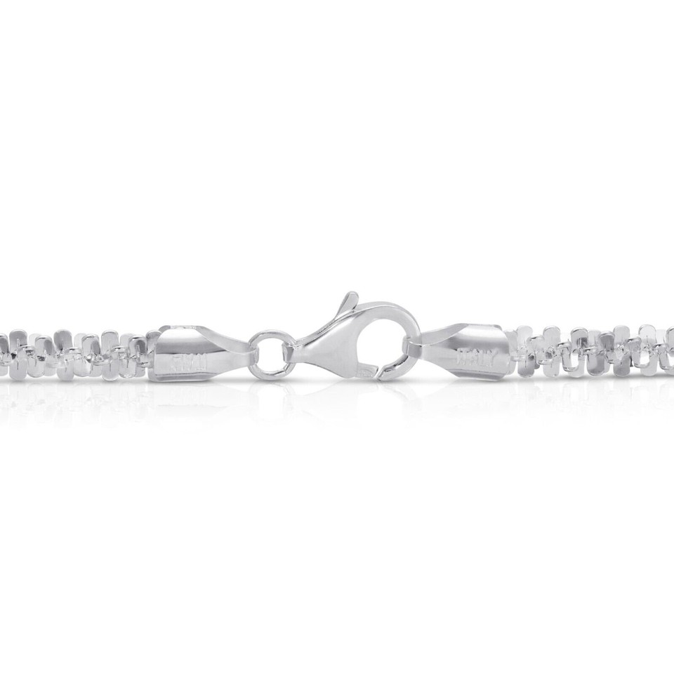 925 Sterling Silver Diamond Cut Margarita Sparkle Rock Chain Necklace 3 ...