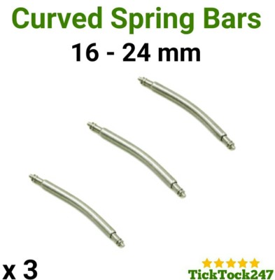 CURVED Watch Spring Bars Pins For Strap Bracelet Sizes 16-24 mm UK ...