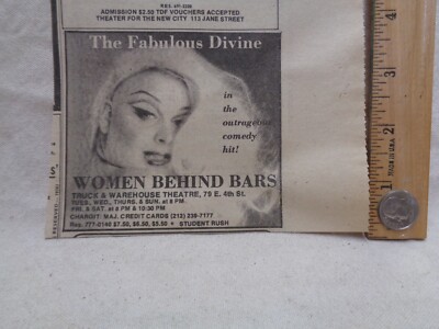 Vintage ad 1976 DIVINE drag queen show Women Behind Bars NYC Play | eBay