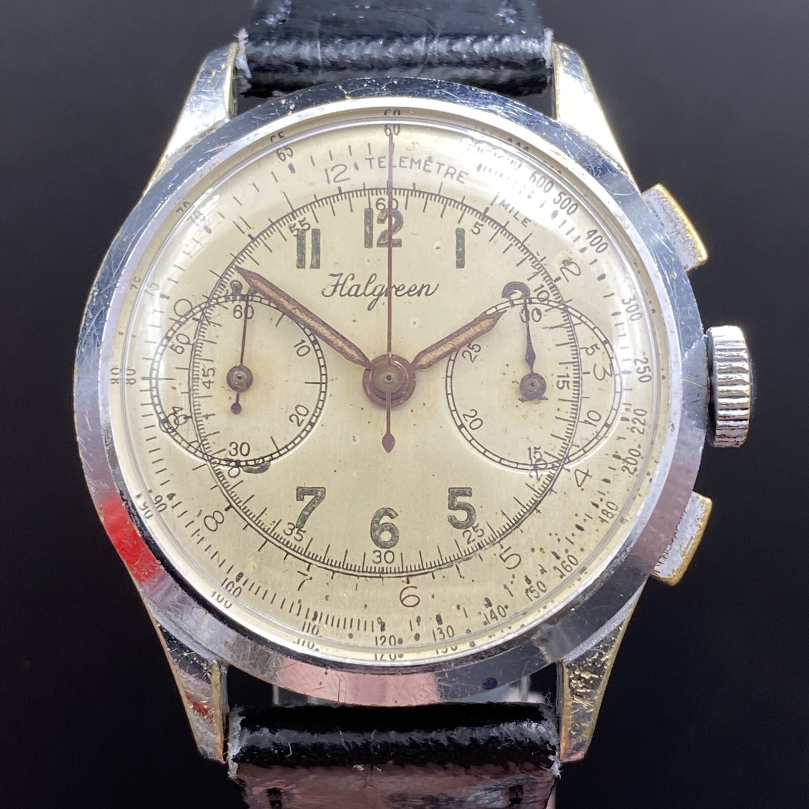 Vintage Halgreen Berna Telemetre Chronograph Watch 17 Jewels Landeron ...