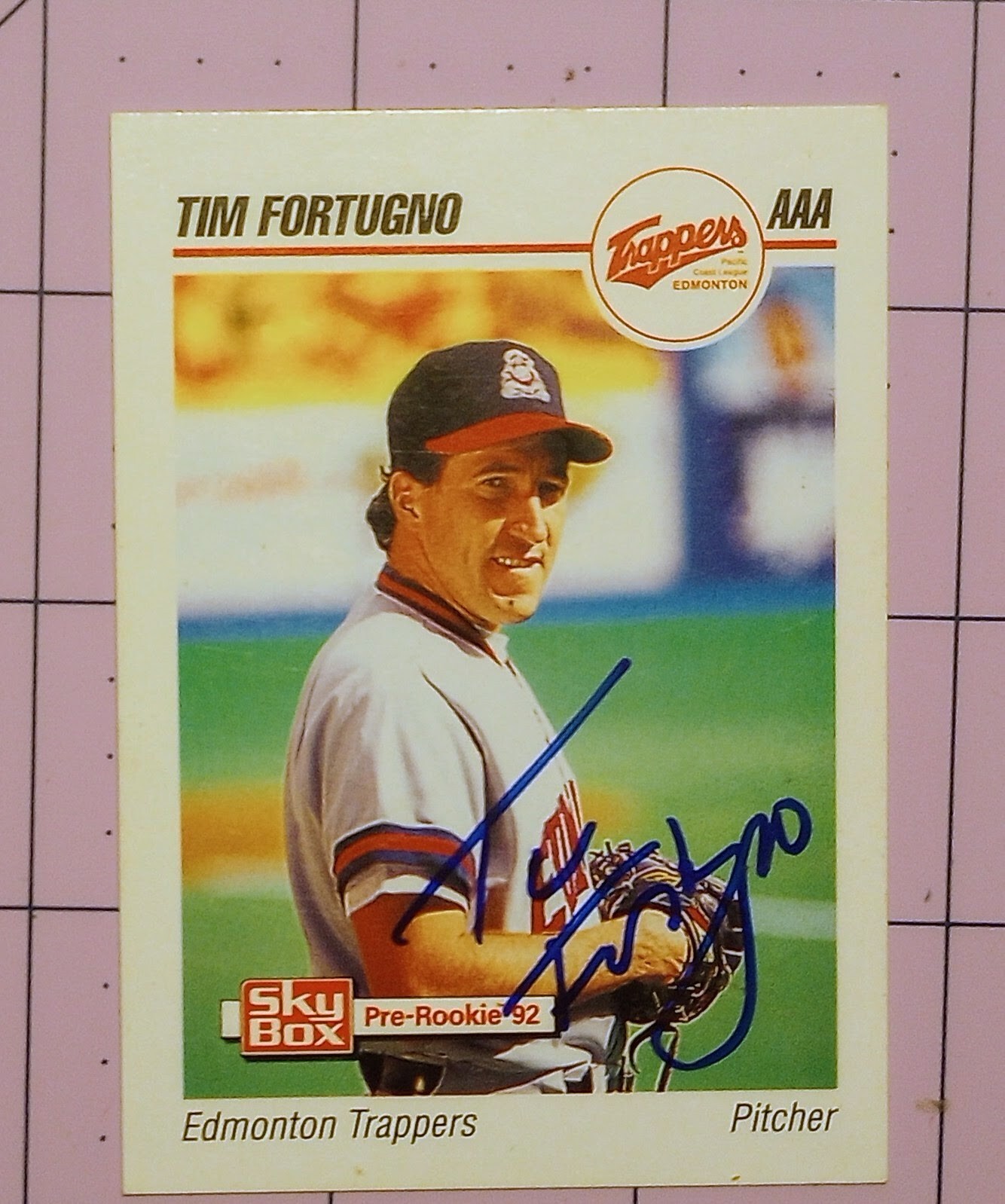 1992 Skybox #78 Tim Fortugno (Edmonton Trappers) autographed baseball ...