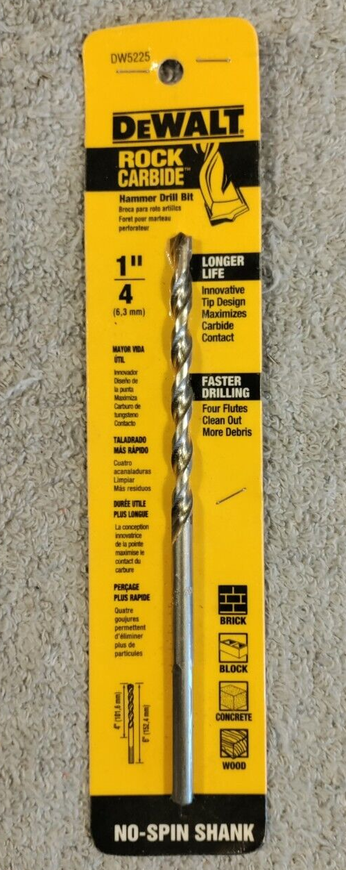 DeWALT Rock Carbide Hammer Drill Bit 1/4" DW5225 | eBay