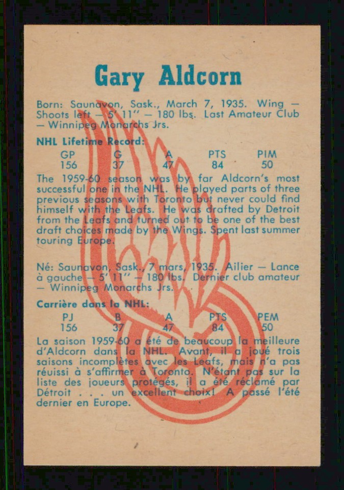 1960-61 PARKHURST # 33 GARY ALDCORN 19473 | eBay