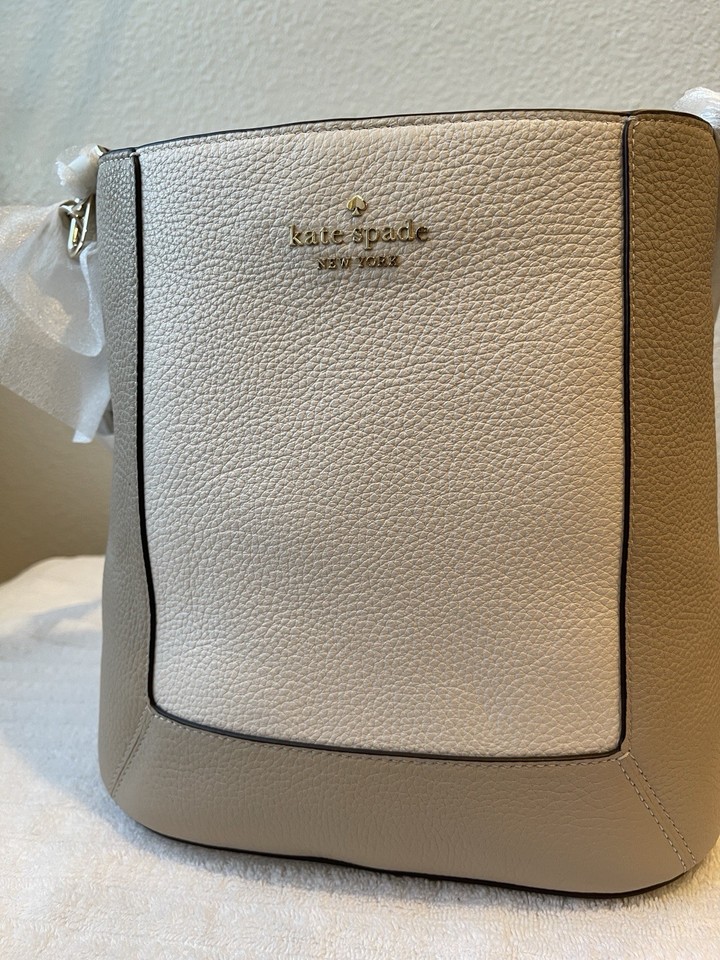 Kate Spade Bucket Bag Womens Light Sand Colorblock Pebbled Leather ...