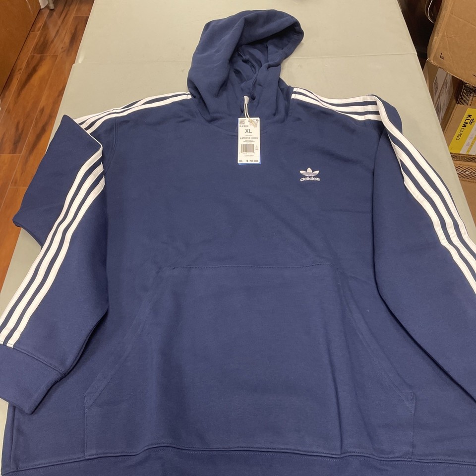 Adidas Navy 3-Stripes Hood IL2489 XL Retail $70 | eBay