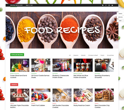 Recipe Blog Website Design with Free VPS Web Hosting and Installation ...