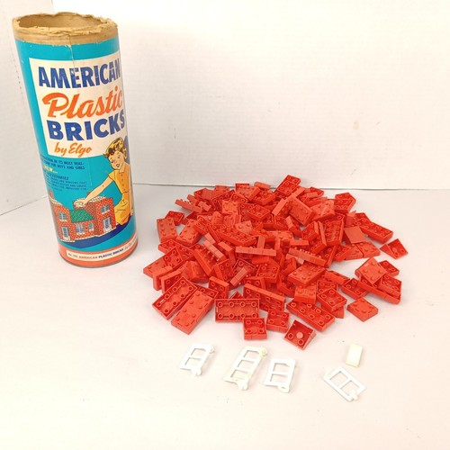 Vintage American Plastic Building Bricks 140 Pieces With 705 Container ...