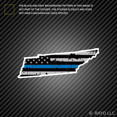 Distressed Thin Blue Line Tennessee State Shaped Subdued US Flag ...