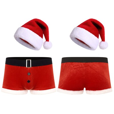 Mens Christmas Set Santa Claus Xmas Boxer Briefs Nightwear Outfits ...