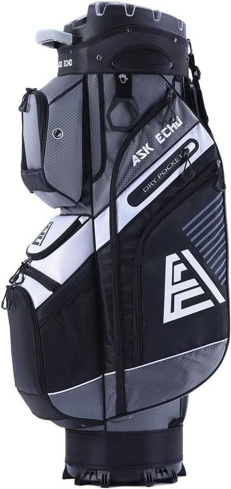 ASK ECHO T-Lock Golf Cart Bag with 14 Way Organizer Divider Top ...