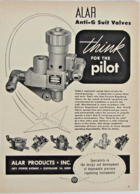 Vintage 1955 Alar Aircraft Pilot G-Suit Valve Print Ad | eBay
