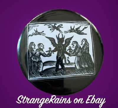 Witchy Wood Block Style Satanic Devil Art Button Pin Pinback | eBay