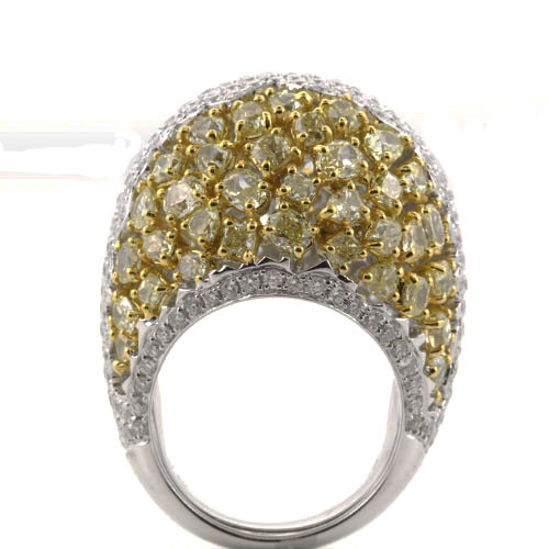 Fine 9.01ct Natural Fancy Yellow & White Diamonds Engagement Bomb Ring ...