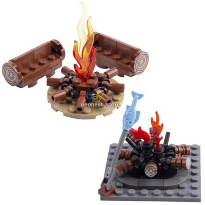 MOC Custom Bonfire Campfire Bulk 1x2 Bricks Weapon Mini Soldier Figures ...