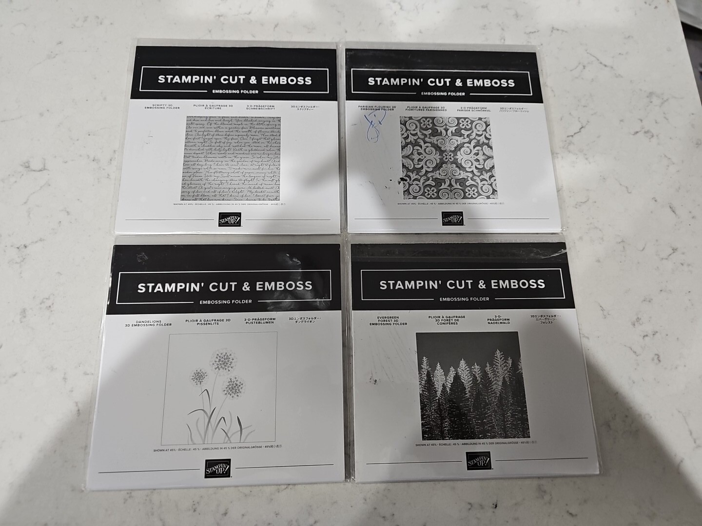 Lot Of 4 Stampin Up Cut & Emboss 3D Embossing Folder ~ Scripty ...