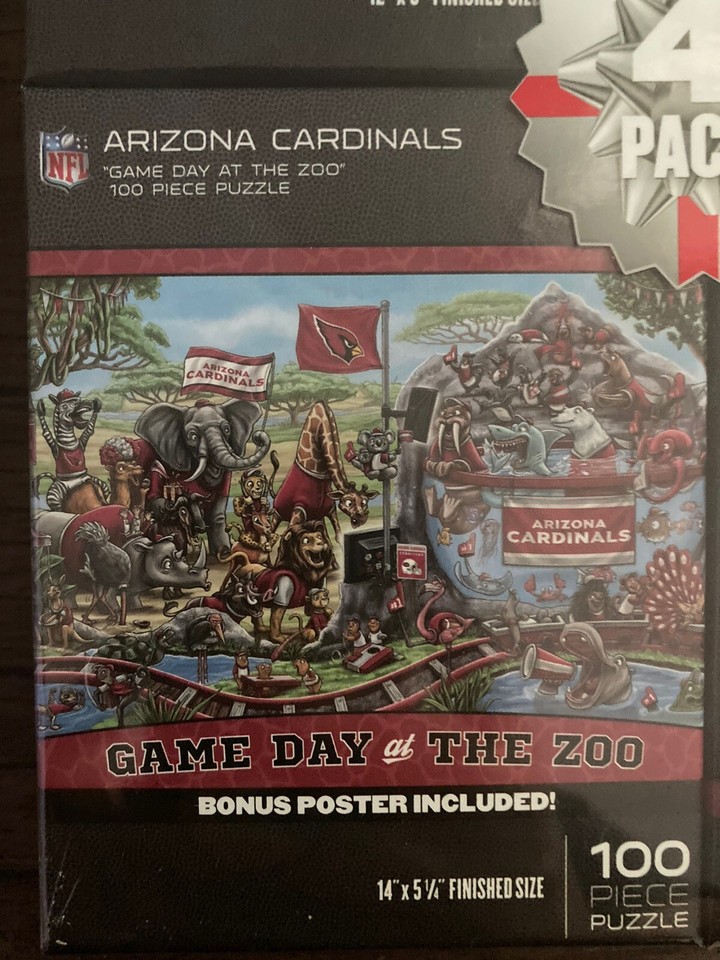 Arizona Cardinals Puzzle 4 Pack + 4 Bonus Posters! 100 Piece Each ...