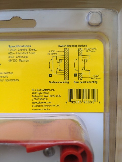 Blue Sea Systems E-series 9003E Single Circuit Battery Switch for sale ...