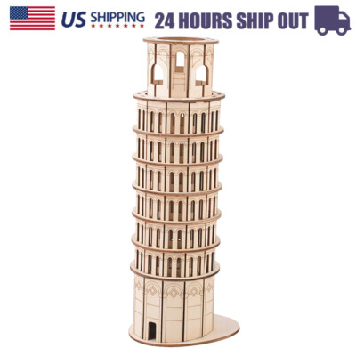 3D Wooden Puzzle The Leaning Tower of Pisa Toy DIY Model for Kids Teens ...