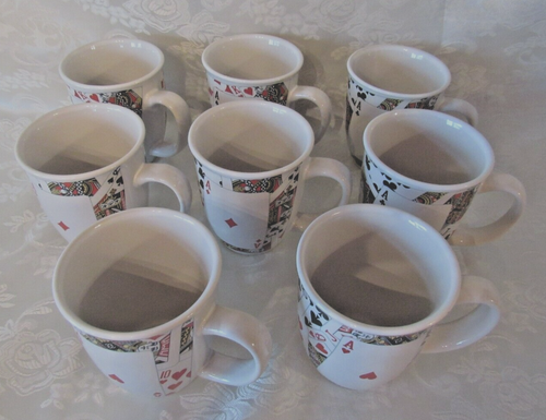 8 Texas Holdem Poker Playing Cards Coffee Tea Cups * Ceramic * 2 of ...