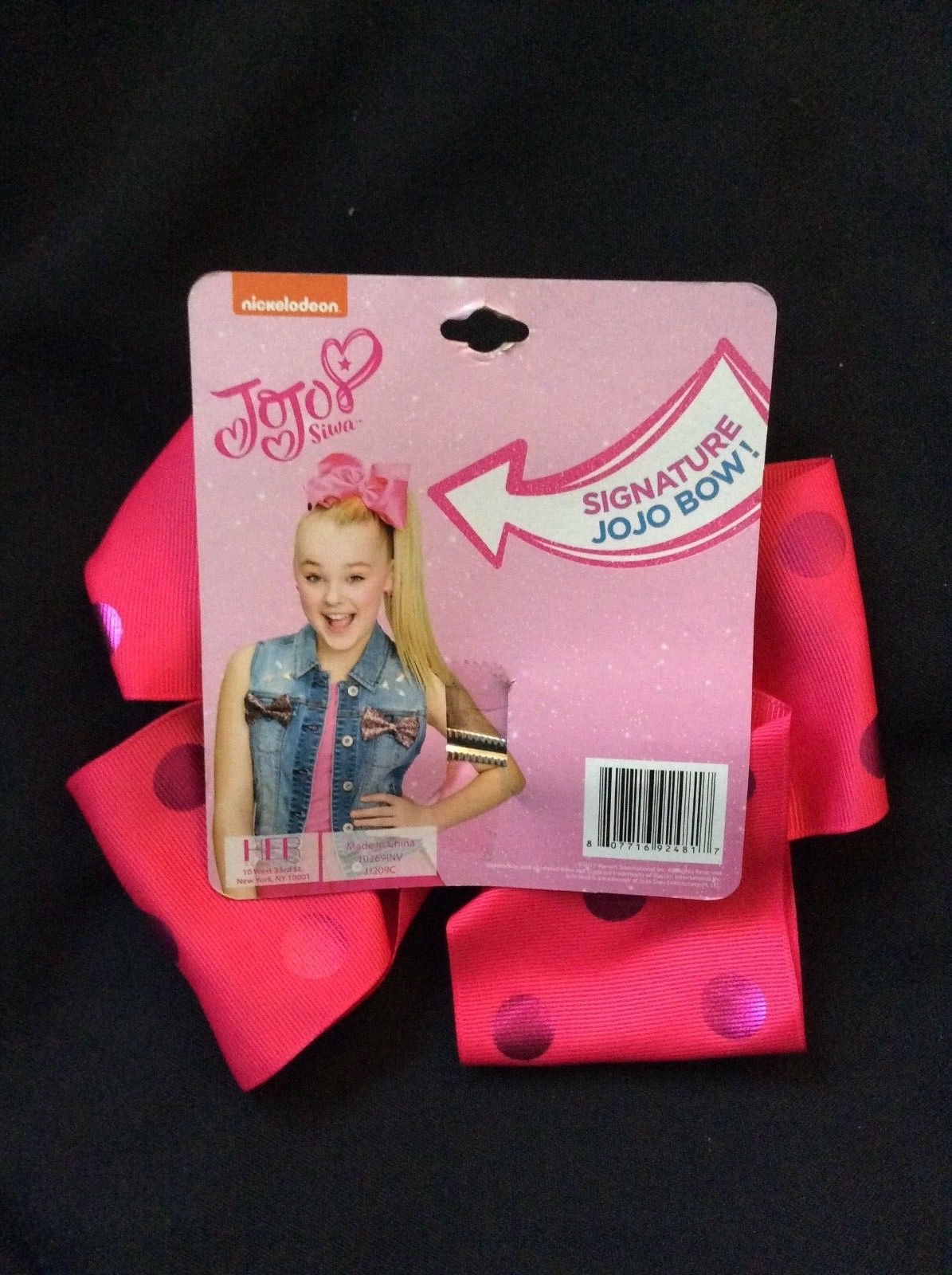 NEW JOJO SIWA LARGE BRIGHT PINK w/ METALLIC POLKA DOTS SIGNATURE HAIR ...