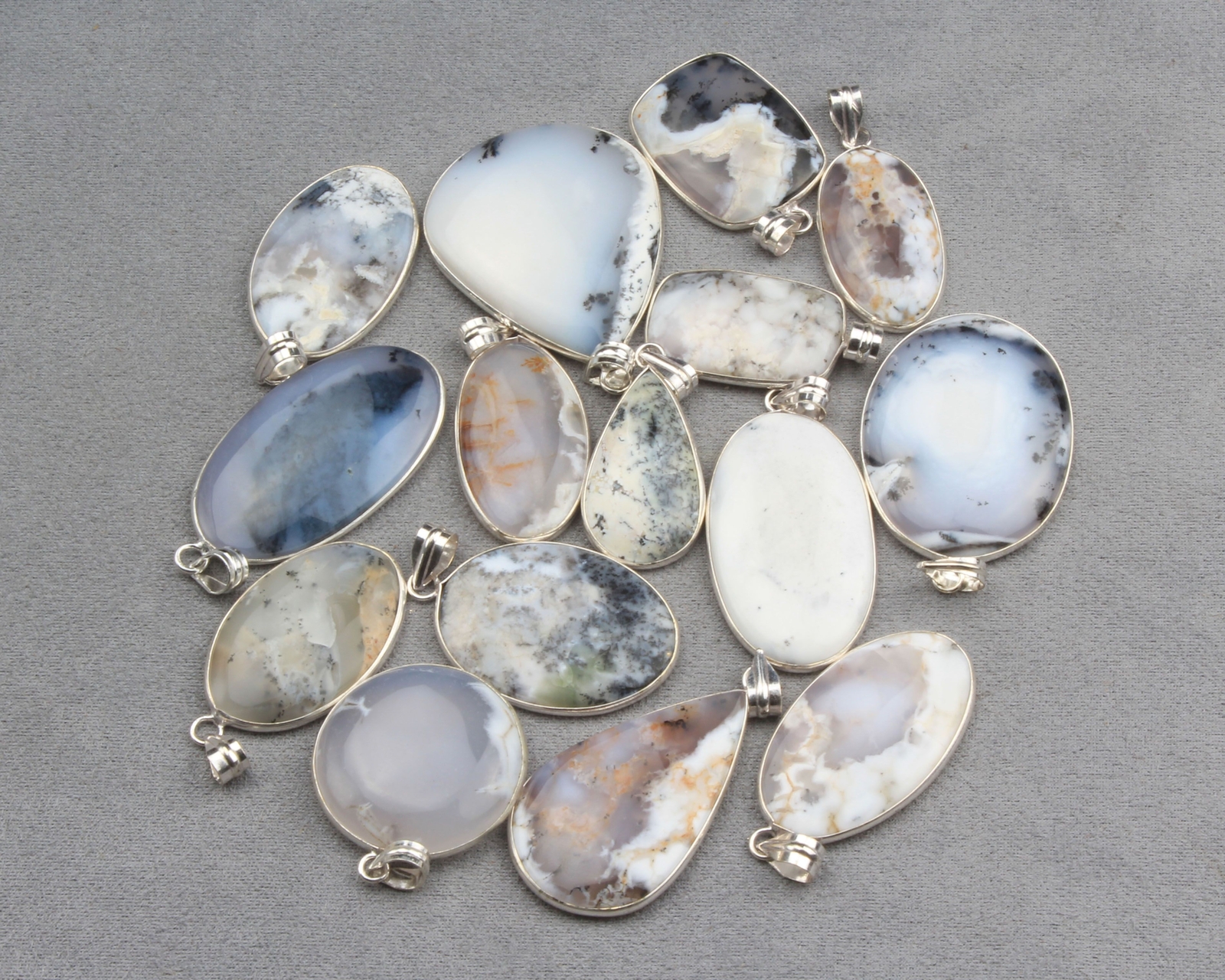 Pendant 10 Pcs Dendrite Opal Crystals Silver Overlay Handmade Jewelry P ...