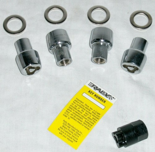 NEW Set of 4 Chrome Cold Forged Steel Rally 7/16" Mag Wheel Locks & Key ...
