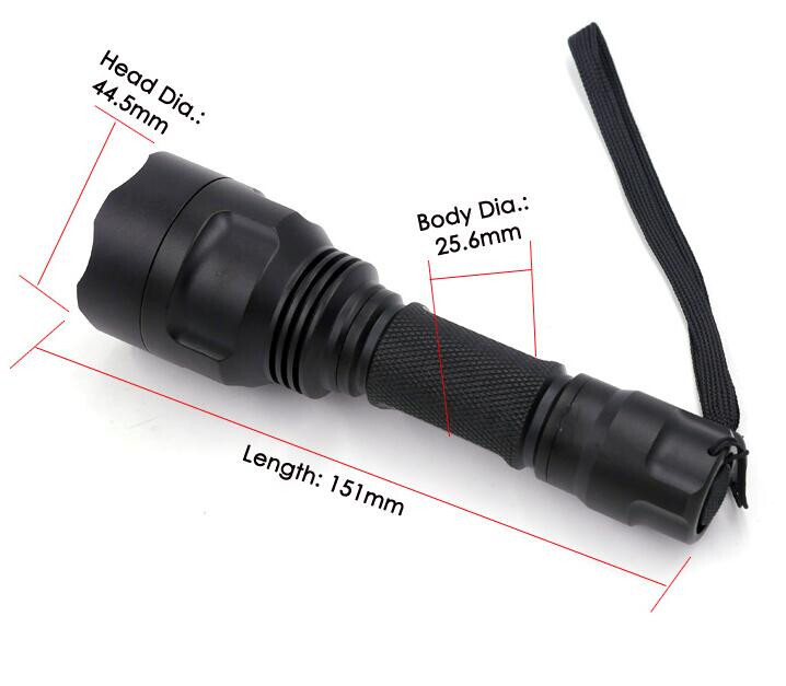 Best Ultra Fire C8 10W 6500K LED Single Mode 1200LM Tactical Flashlight ...