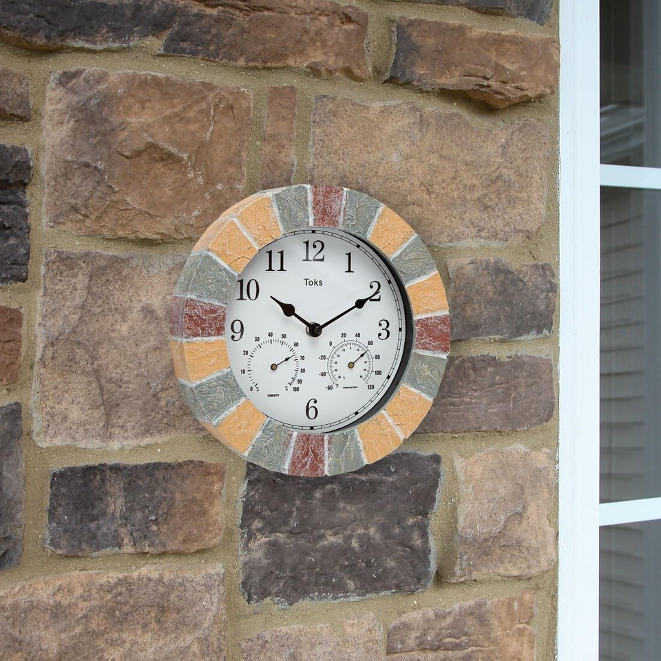 Large Outdoor Indoor Clock, Waterproof Wall Clock with Thermometer ...