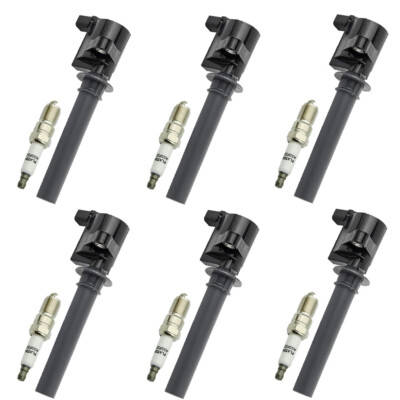 Pack 6 Ignition Coil Platinum Spark Plug for 2003-2008 Ford Escape 3.0L ...