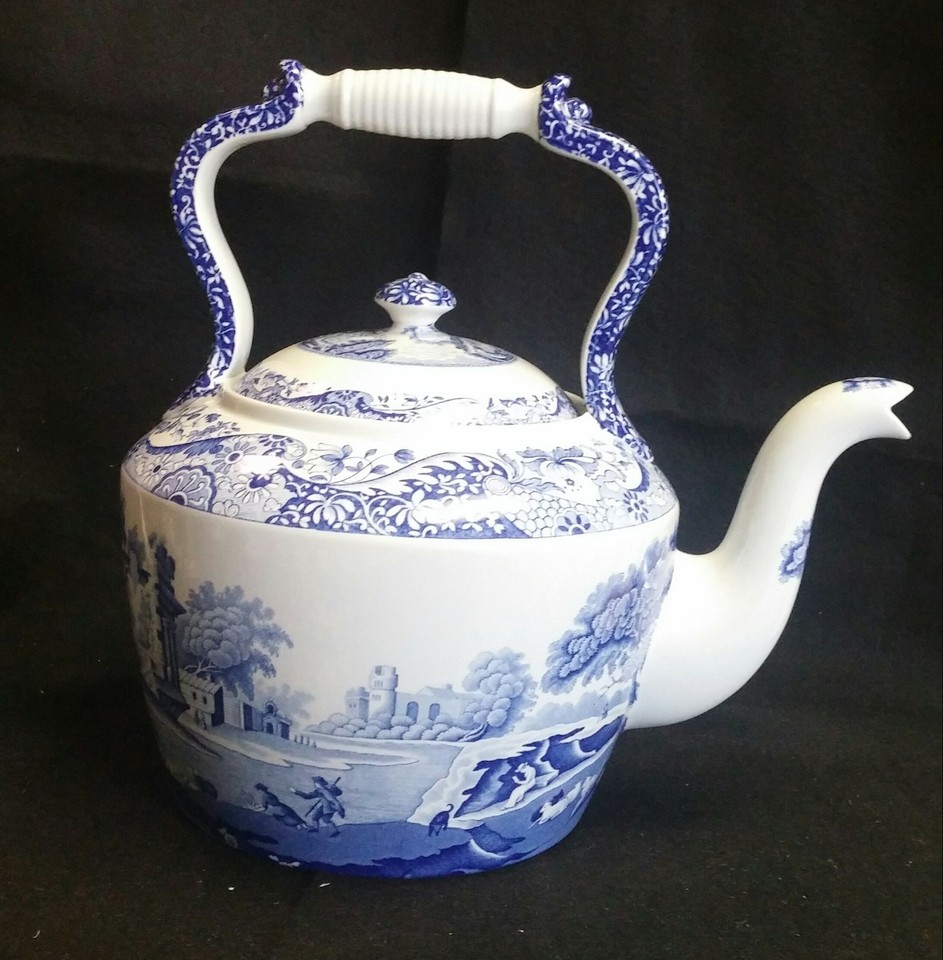 SPODE BLUE ITALIAN Large Kettle Teapot Made In England | eBay