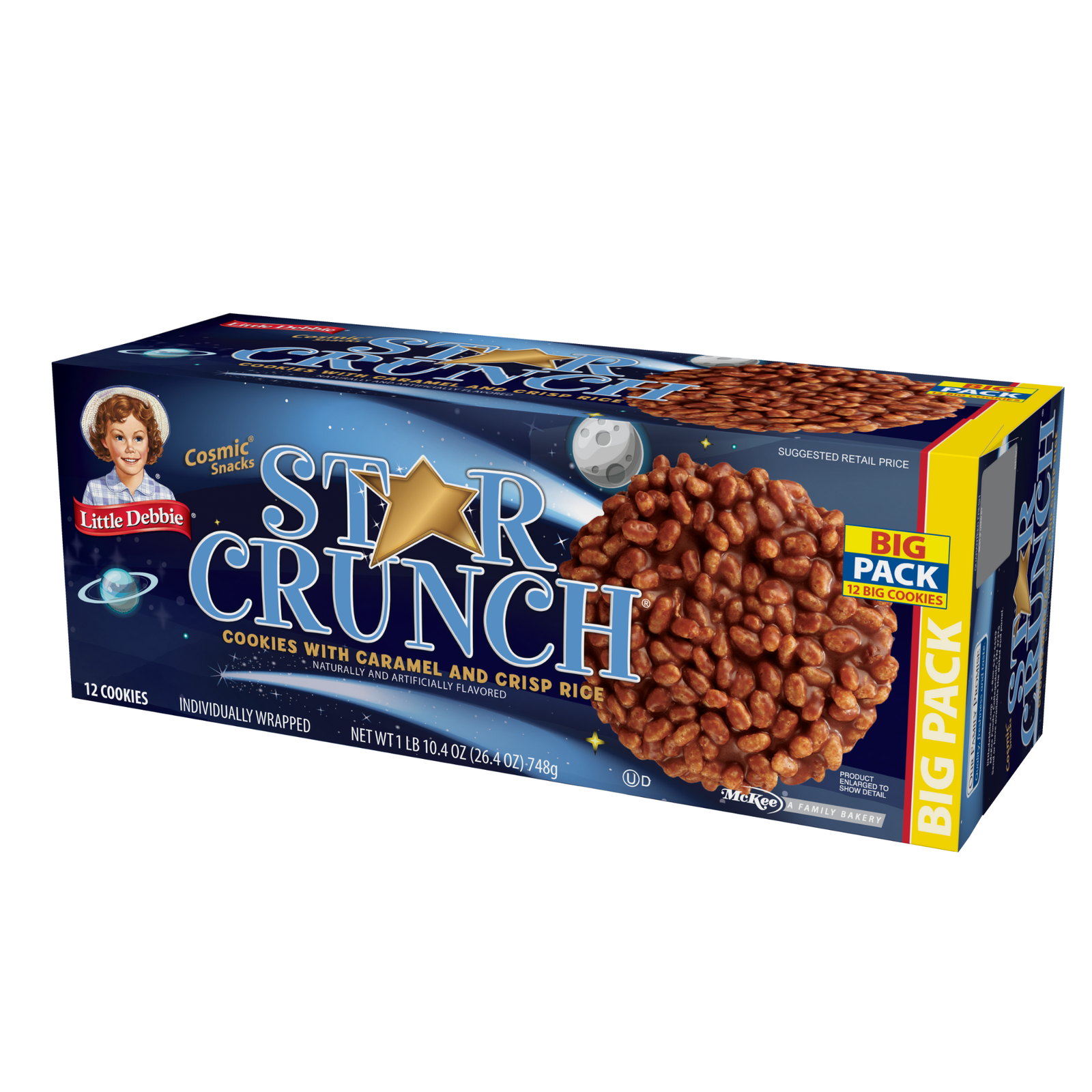 Little Debbie Star Crunch Cosmic Snacks, 3 Big Pack Boxes, 36 Cookies ...