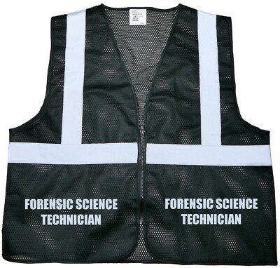 Forensic Science safety vest, black, REFLECTIVE design, High Visibility ...