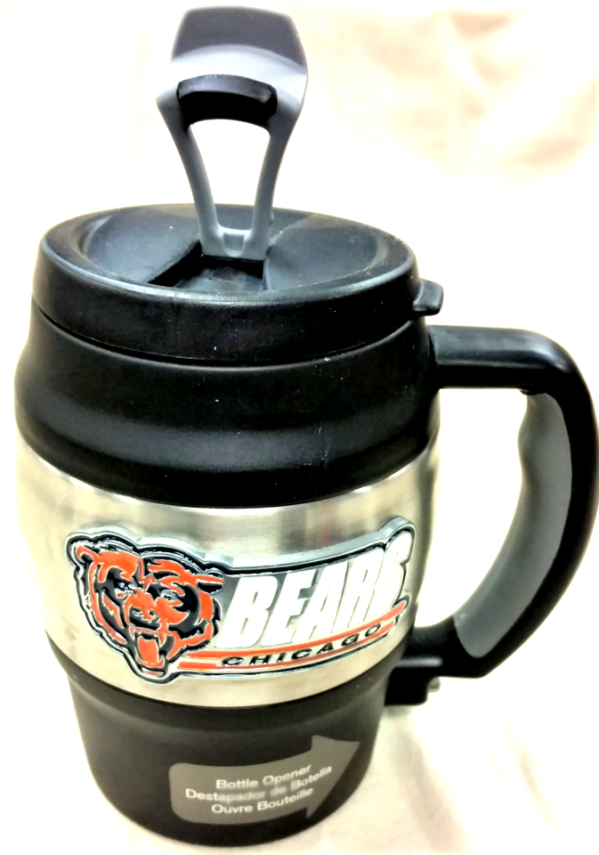 Chicago Bears Insulated Barrel Travel Mug with Handle and Bottle Opener ...
