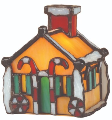 Gingerbread House Accent Lamp 4.5" Tiffany Style Stained Glass Accent ...