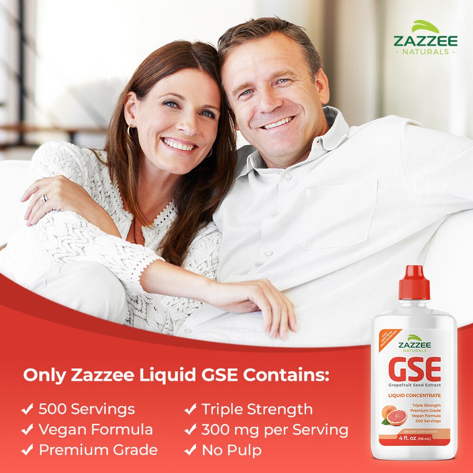 Zazzee GSE Grapefruit Seed Extract 4 Oz, 300 mg, 500 Servings, Triple ...