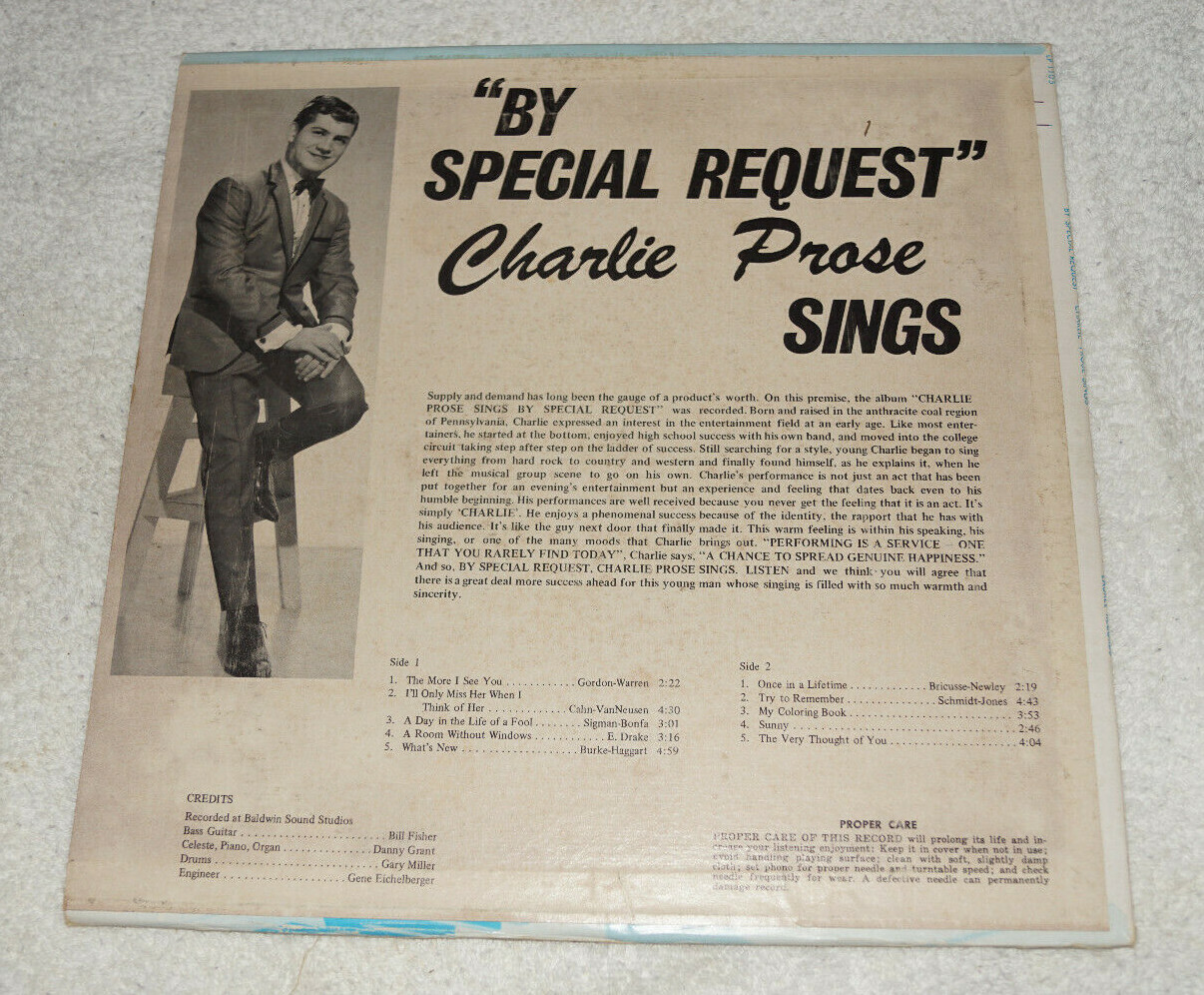 LP : By Special Request - Charlie Prose Sings (1965) SIGNED | eBay