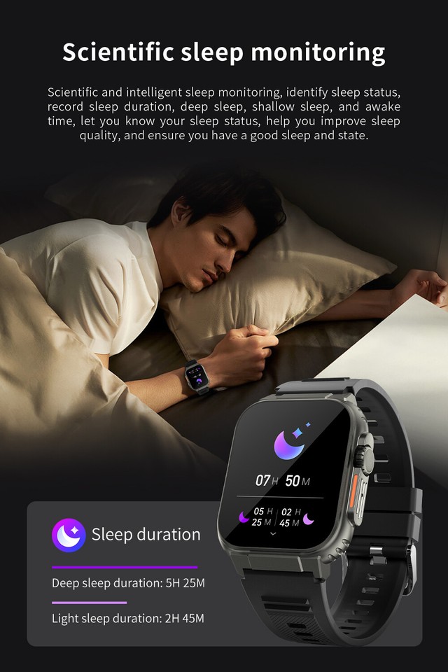 Men Smartwatch Bluetooth Touch Screen Fitness Tracker Sleep Monitor ...