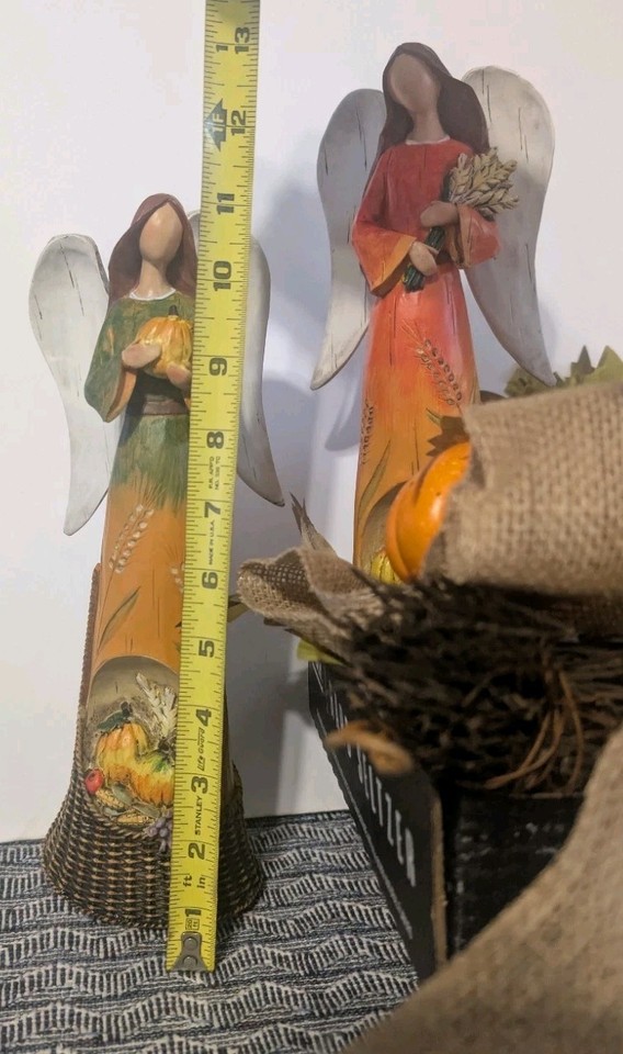 2 Valerie Parr Hill 11” Basket Weave Harvest Angels & Mixed Decor ...