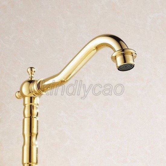 Luxury Gold Color Brass Swivel Bathroom Tap Sink Faucet Vessel Mixer ...