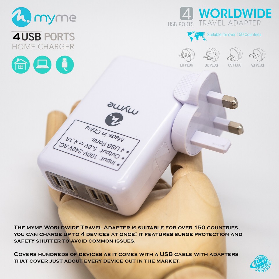 Home Charger Mains USB 3 Pin UK Wall Plug Adapter Charging for Phones ...