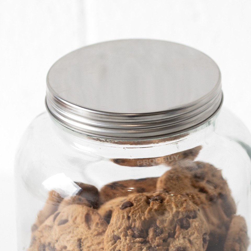 Glass 2 Litre Kitchen Food Storage Jar Biscuit Container Canister w ...