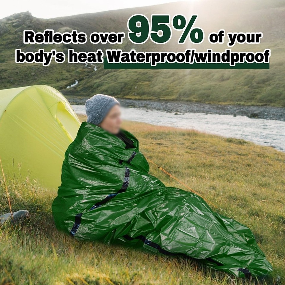 Compact Lightweight Survival Sleeping Bag Bivvy Waterproof Windproof ...