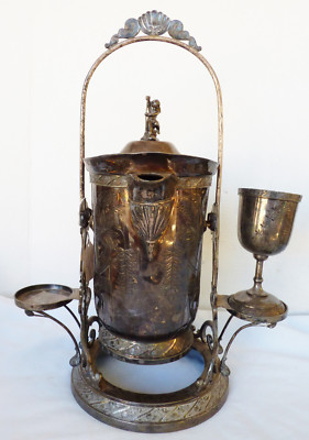 Antique Victorian Pelton Bros Silverplate Tipping Ice Water Pitcher Pot ...