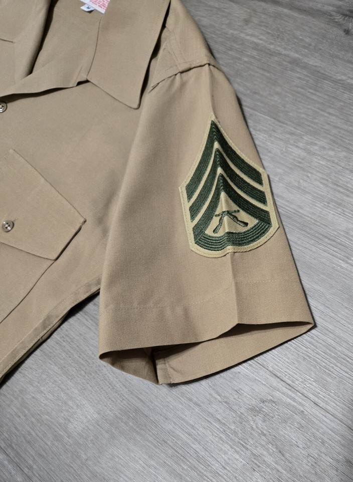 VTG Creighton USMC Marine Corps Men's Khaki Short Sleeve Uniform Shirt ...