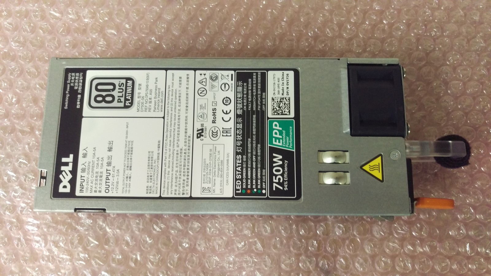 Dell PowerEdge 750W Power Supply PSU R630 R730 R730XD T430 T630 0V1YJ6 ...