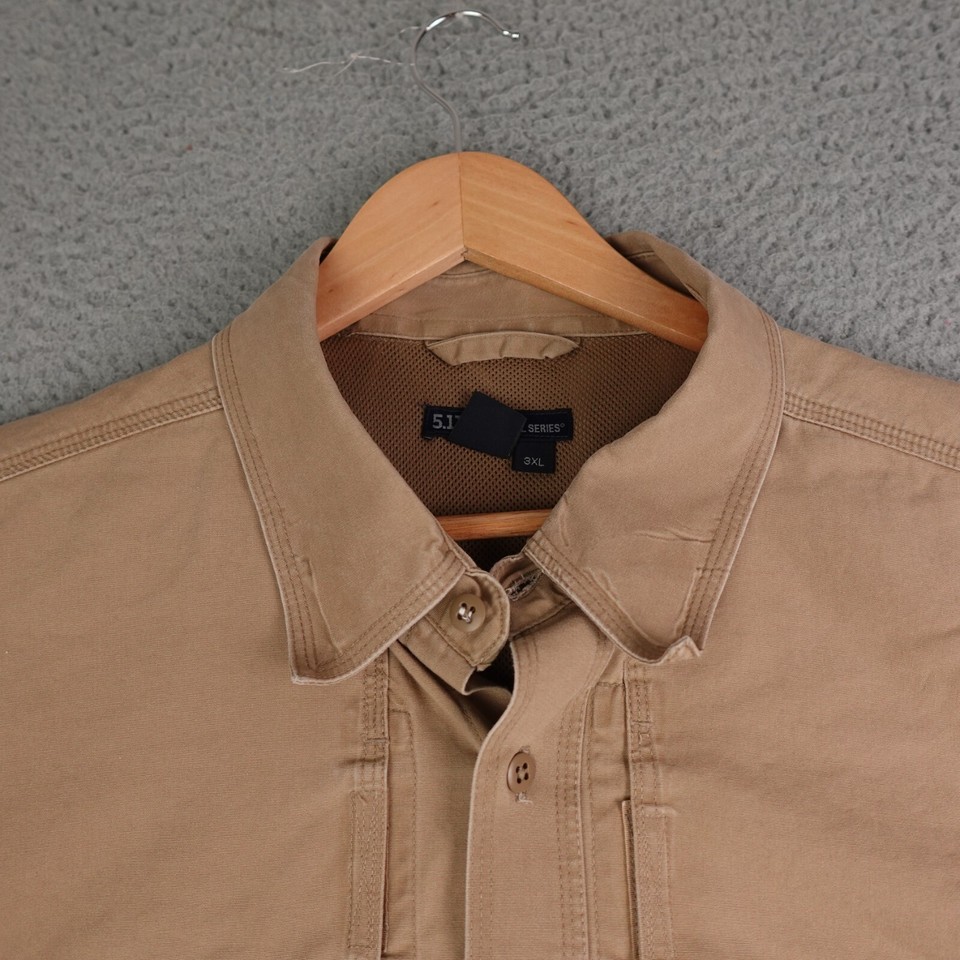 511 Tactical Shirt Mens 3XL Brown Short Sleeve Ripstop Vented Outdoor ...