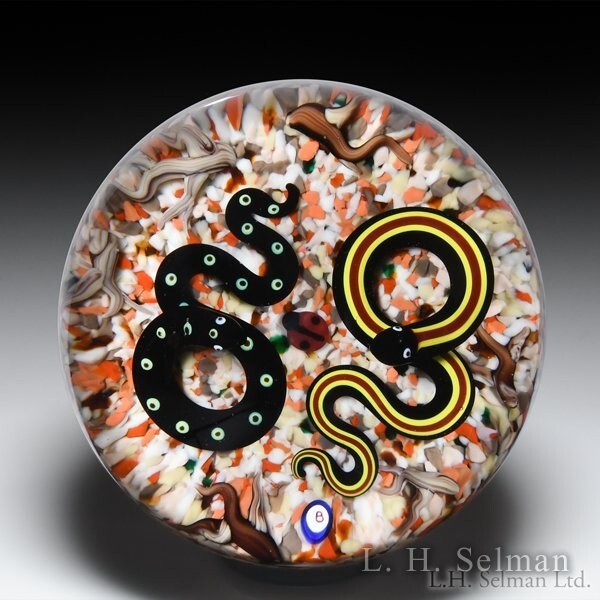 Bob Banford dueling snakes and ladybug glass paperweight | eBay