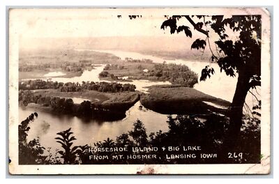 Lansing Iowa Horseshoe Island Big Lake Mt. Hosmer Real Picture Postcard ...